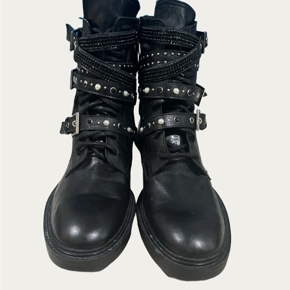Zara | Shoes | Zara Black Studded Combat Boots | Poshmark